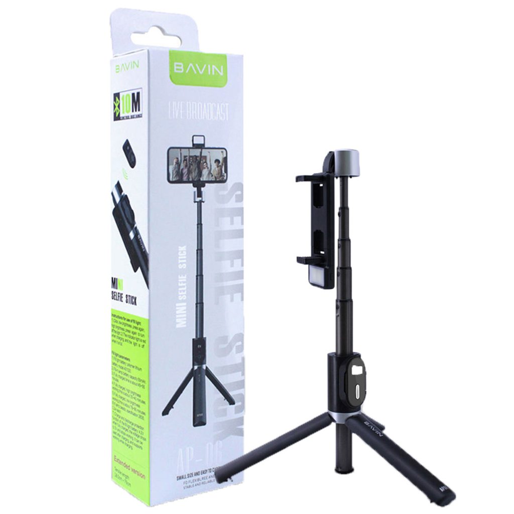 سه پایه و مونوپاد Bavin مدل AP05 بلوتوثی همراه با چراغ LED – باماهمراه | قیمت مونوپاد